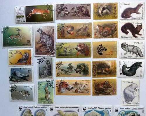 Почтовые марки СССР Животные 27 шт