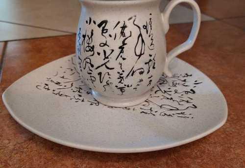 Кружка для заваривания чая и блюдо «Иероглифы»