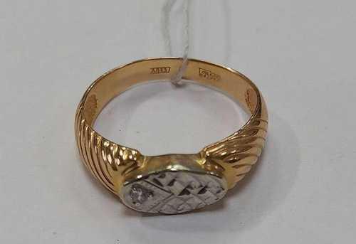 Золотое кольцо с фианитом 19,5 размер