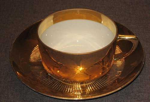 Чашка с блюдцем Кузнецова (№1) Обильная позолота