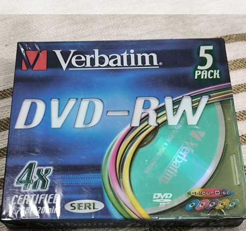 Болванки DVD RW verbatim 5шт