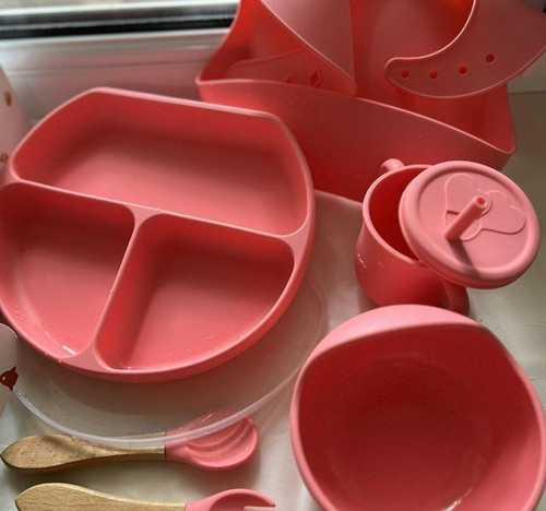 Набор детской посуды из силикона