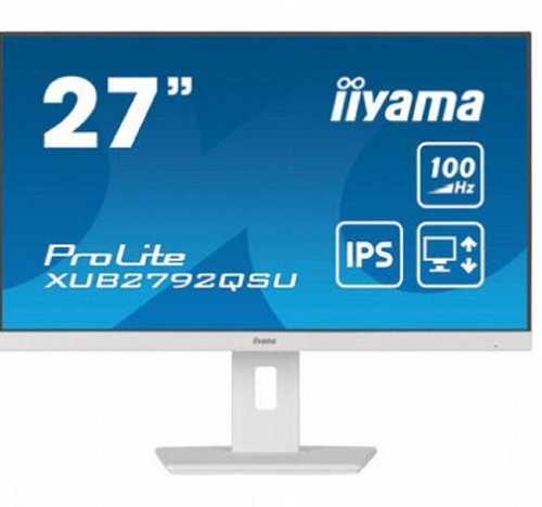 LCD iiyama 27" XUB2792QSU-W6 белый IPS 2560x1440 100Hz 250cd DVI hdmi DisplayPort USB M/M HAS Pivot