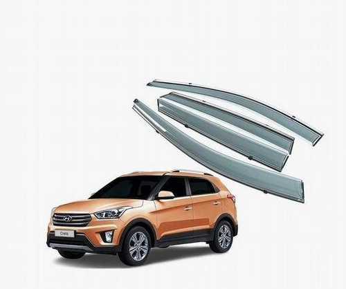 Дефлекторы окон Hyundai Creta 2016- 4 шт. хром