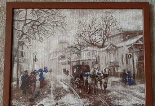 Картина вышитая крестиком "Старая улочка"
