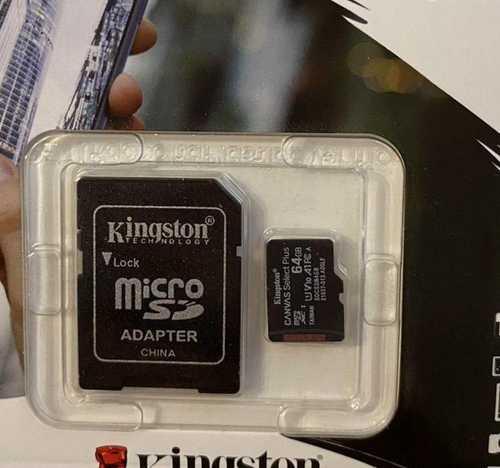 Новая карта памяти micro sd 64gb Kingston