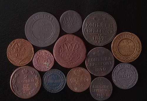 Царские медные монеты разные (13 шт)
