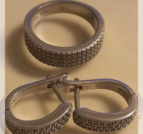 Серебро кольцо серьги