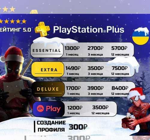 Подписка ps plus Delux Украина 1/3/12 месяцев для ps5 ps4 (Арт.92472)