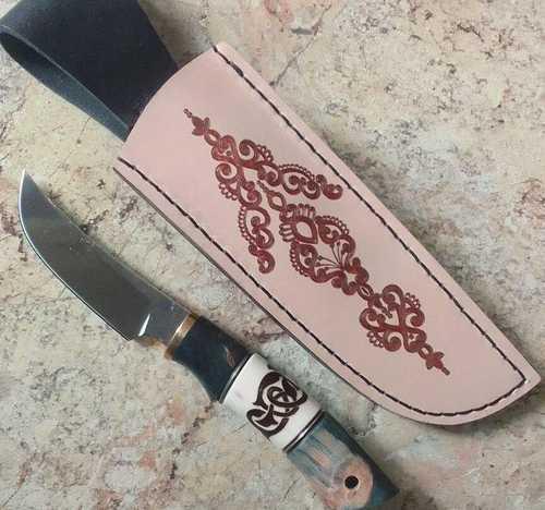 Нож "Уйгур-1" 95х18 рог стаб. карелка "Узоры"
