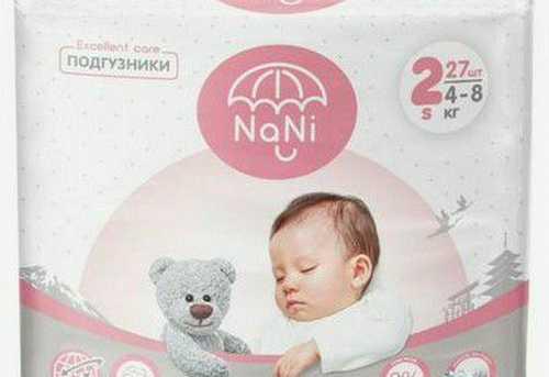 Подгузники nani 2 упаковка новая 27 шт