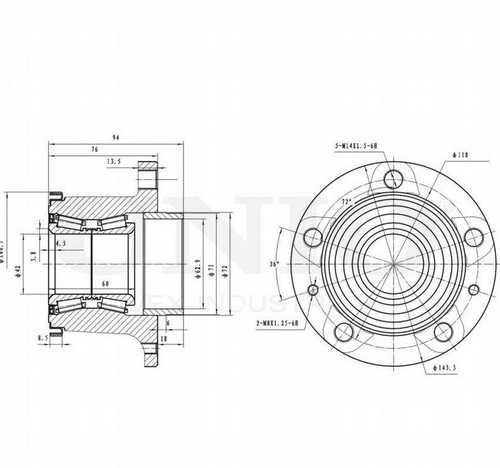 Ступица колеса с интегрированным подшипником