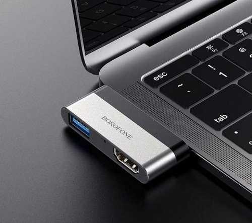 Адаптер Type-C на hdmi + USB3.0 - "Borofone DH2"