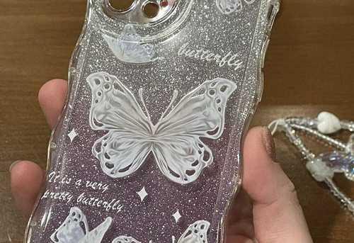 Чехлы для Apple iPhone 12 Pro блестящие бабочки