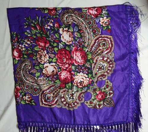 Платок шаль фиолетовый 150х150 см