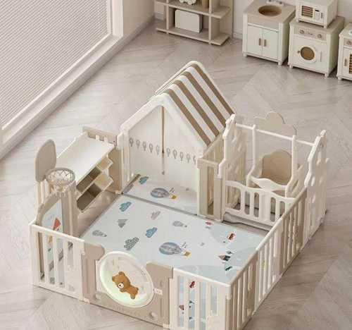 Манеж unix Kids DeLuxe House&Storage Camel