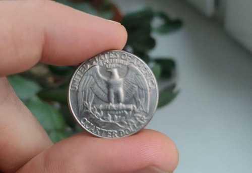 Монета 25 центов сша(четвертак)