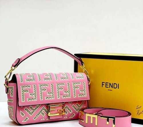 Новая женская сумка Fendi Baguette розовая