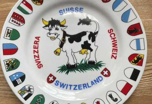 Сувенирная тарелка швейцария фарфор 21 см