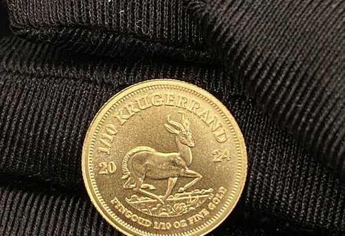 Золотая монета "Крюгерранд", 3,11 г. юар
