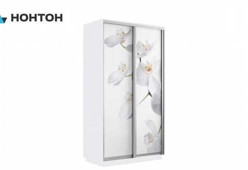 Шкаф-купе 2-х дверный Нонтон белый снег / орхидея