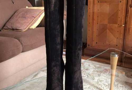 Сапоги Casadei женские вельветовые коричневые