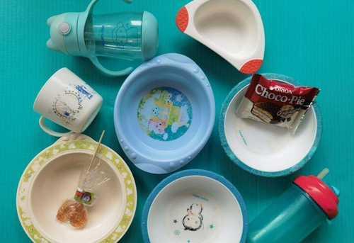 Посуда пластиковая тарелки, поильники