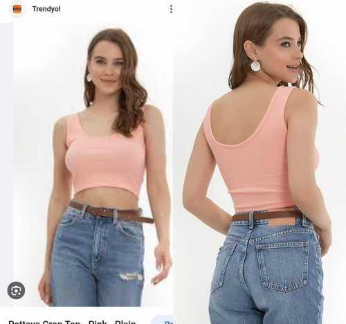 Коралловый кроп-топ Trendyol розовый