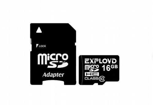 Карта памяти MicroSD 16GB Exployd К10 (с адаптером