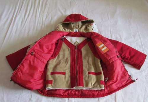 Новая Куртка с жилетом 116 122 красная комбинезон