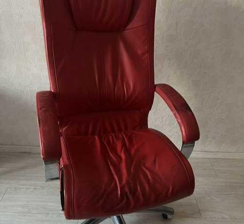 Офисное кресло бу красное нат кожа