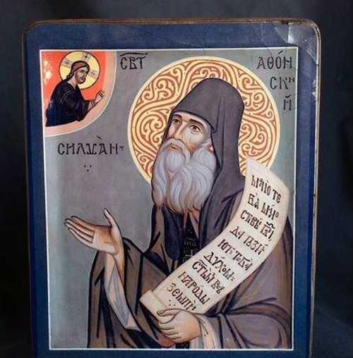 Икона деревянная "святой Силуан Афонский"
