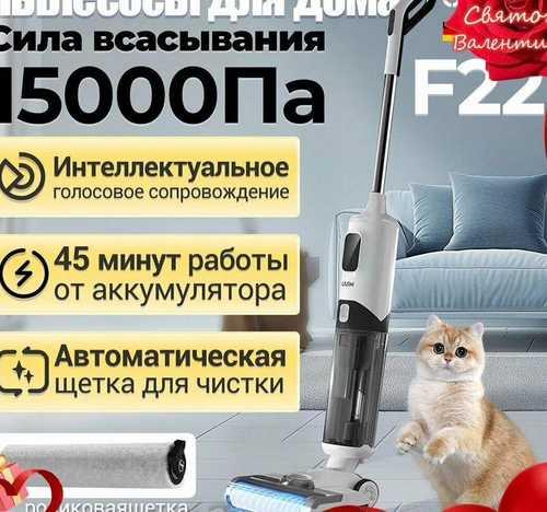 Пылесос моющий беспроводной, Самоочистка, с влажно