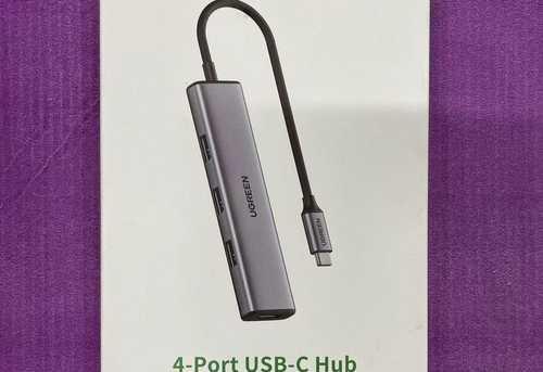 Разветвитель Ugreen USB-C to 4xUSB 3.0 Hub серый