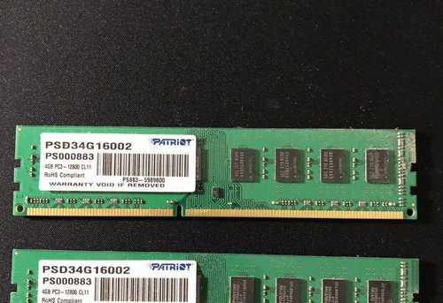 Озу ddr3 1600 patriot, 4гб планки. 4шт. 16гб