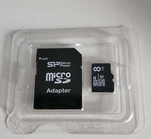 Карта памяти MicroSD Silicon power 8 gb