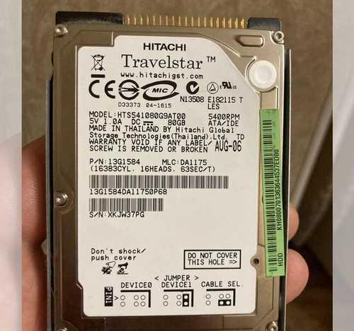 Жесткий диск Hitachi Travelstar PATA (ide) 80gb