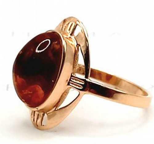 Золотое кольцо с янтарем 583 проба СССР 3.06 грамм