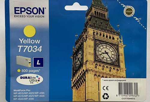 Картридж Epson T7034 Yellow. Желтый оригинальный