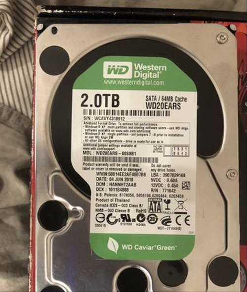 Wd20ears 2.0TB Состояние нового, смарт на экране