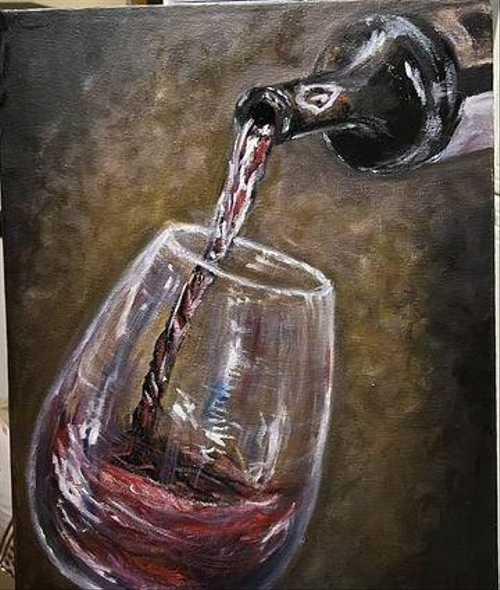 Интерьерная картина Бокал вина, холст, масло