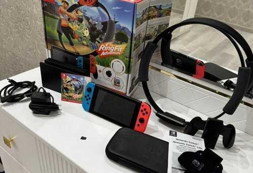 Nintendo Switch v2 + RingFit + Игры + 128гб sd