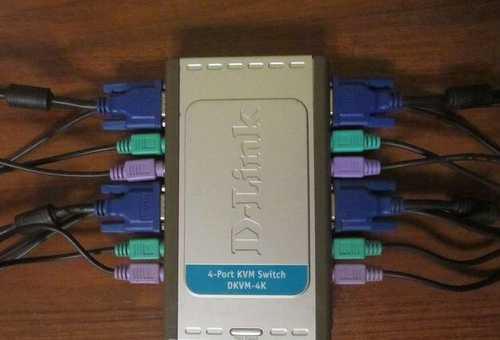 KVM свитч D-Link, комплект на 4 пк, VGA+PS/2