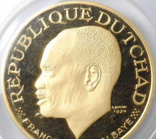Золотая Монета 20000 франков 1970 10 лет Независим