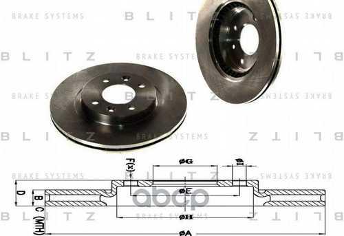 Диск тормозной blitz BS0105 пер. (вент. без ABS