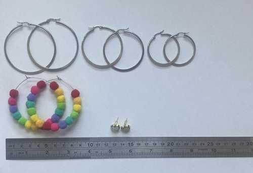 Серьги сережки круглые подвески кулон ожерелье