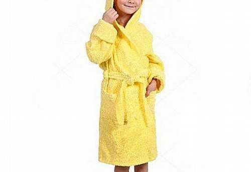Детский махровый халат с капюшоном (желтый)