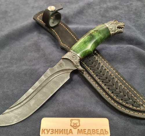 Нож "Парнас", Дамаск, стаб.берёза, дол.камень