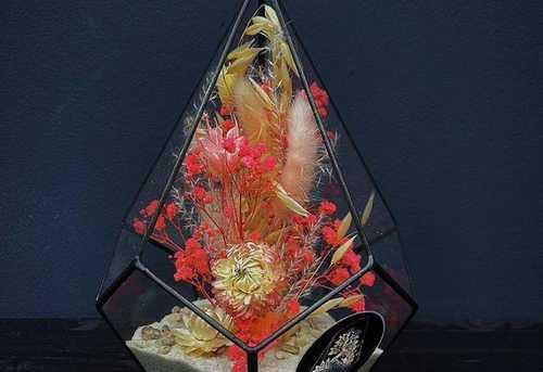 Флорариум "Ягодный пунш" с сухоцветами