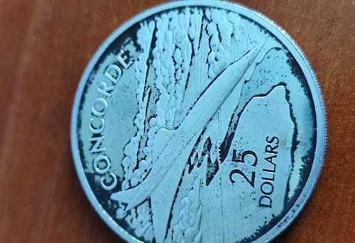 Серебрянная монета Елизавета 2 concorde